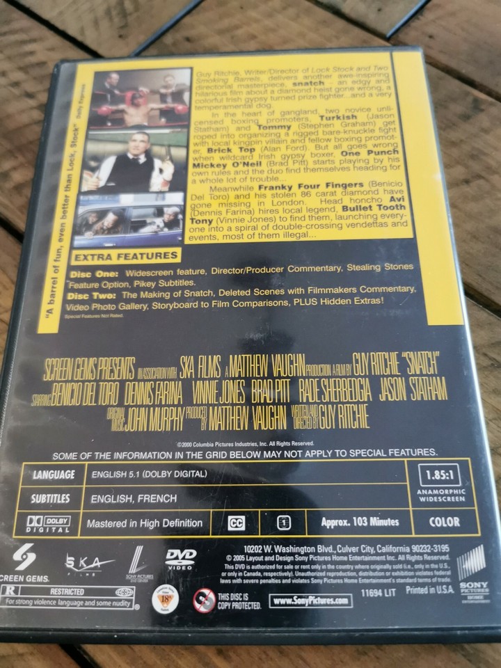 Snatch (DVD, 2006, 2-Disc Set, Deluxe Edition, with Pack-Ins ...