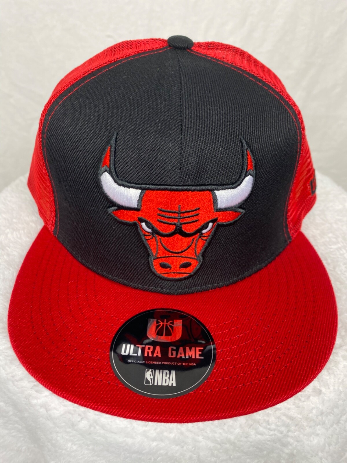 NWT ULTRA GAME NBA-Unisex Black/Red Chicago Bulls Trucker SnapBack Cap ...