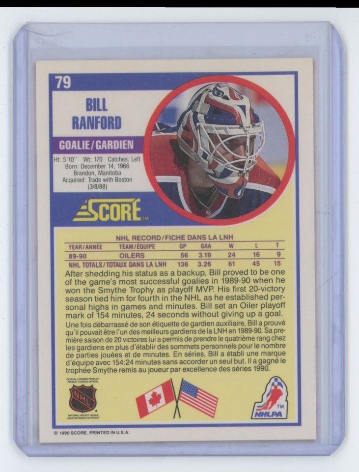 1990-91 Score Bill Ranford Auto Hockey Cards #79 | eBay