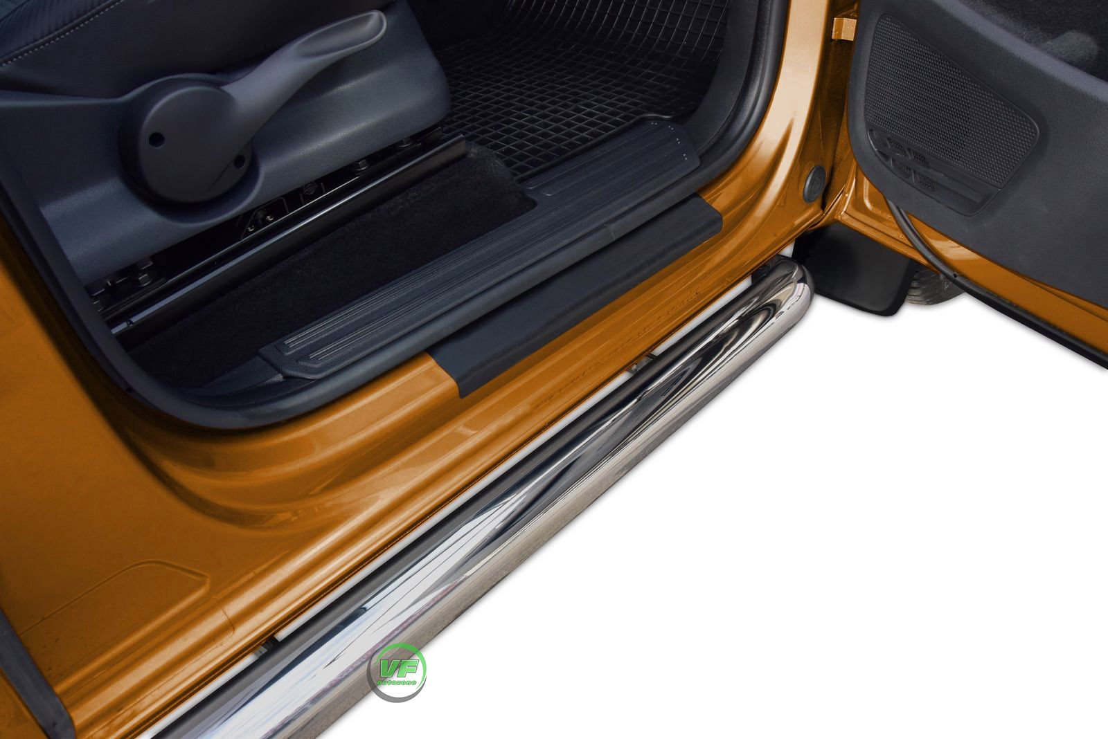 Side protection bars CHROME stainless steel pair for NISSAN NAVARA ...