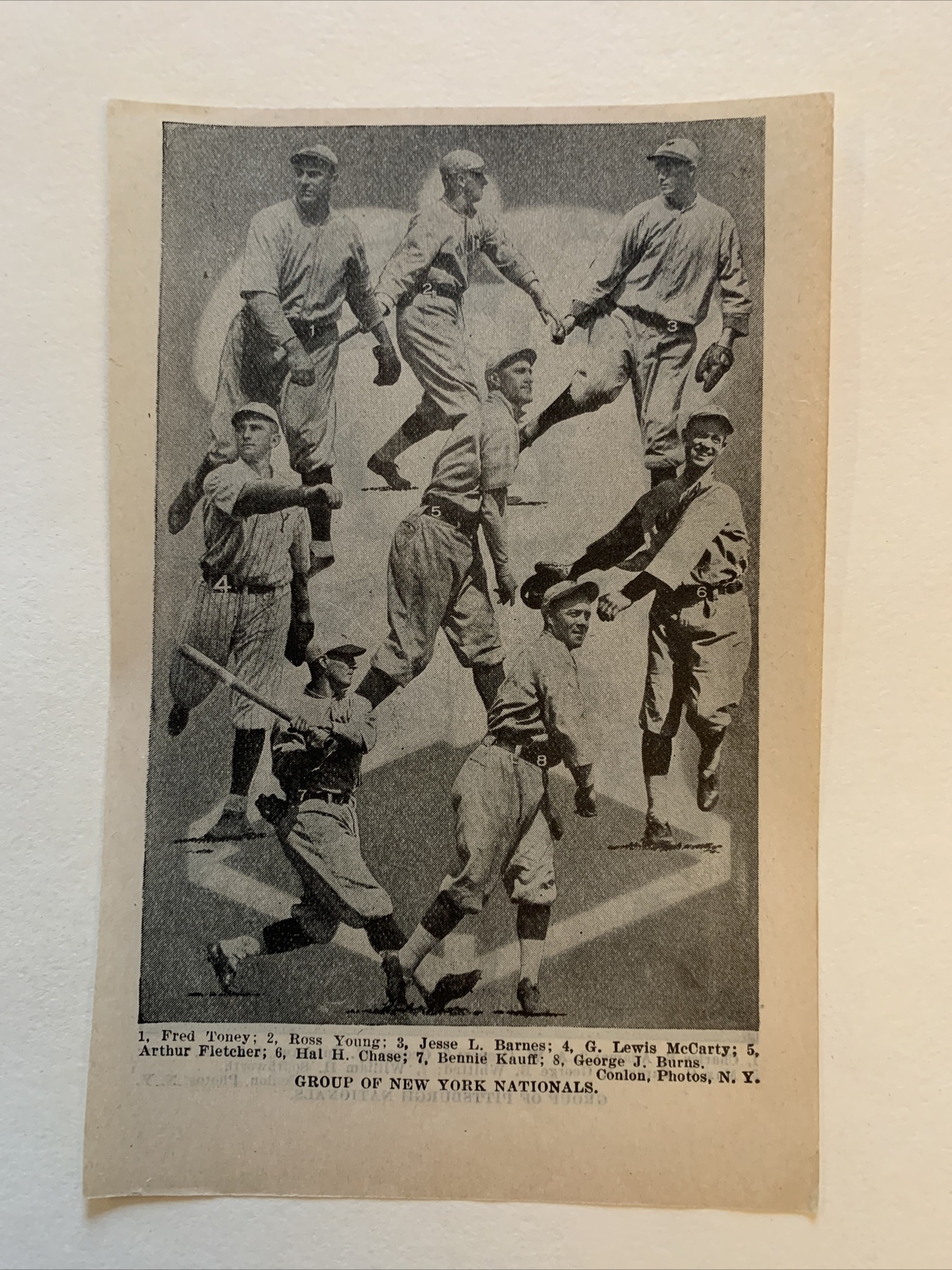 New York Giants Ross Youngs Art Fletcher G. Burns 1919 Baseball 4X6 ...