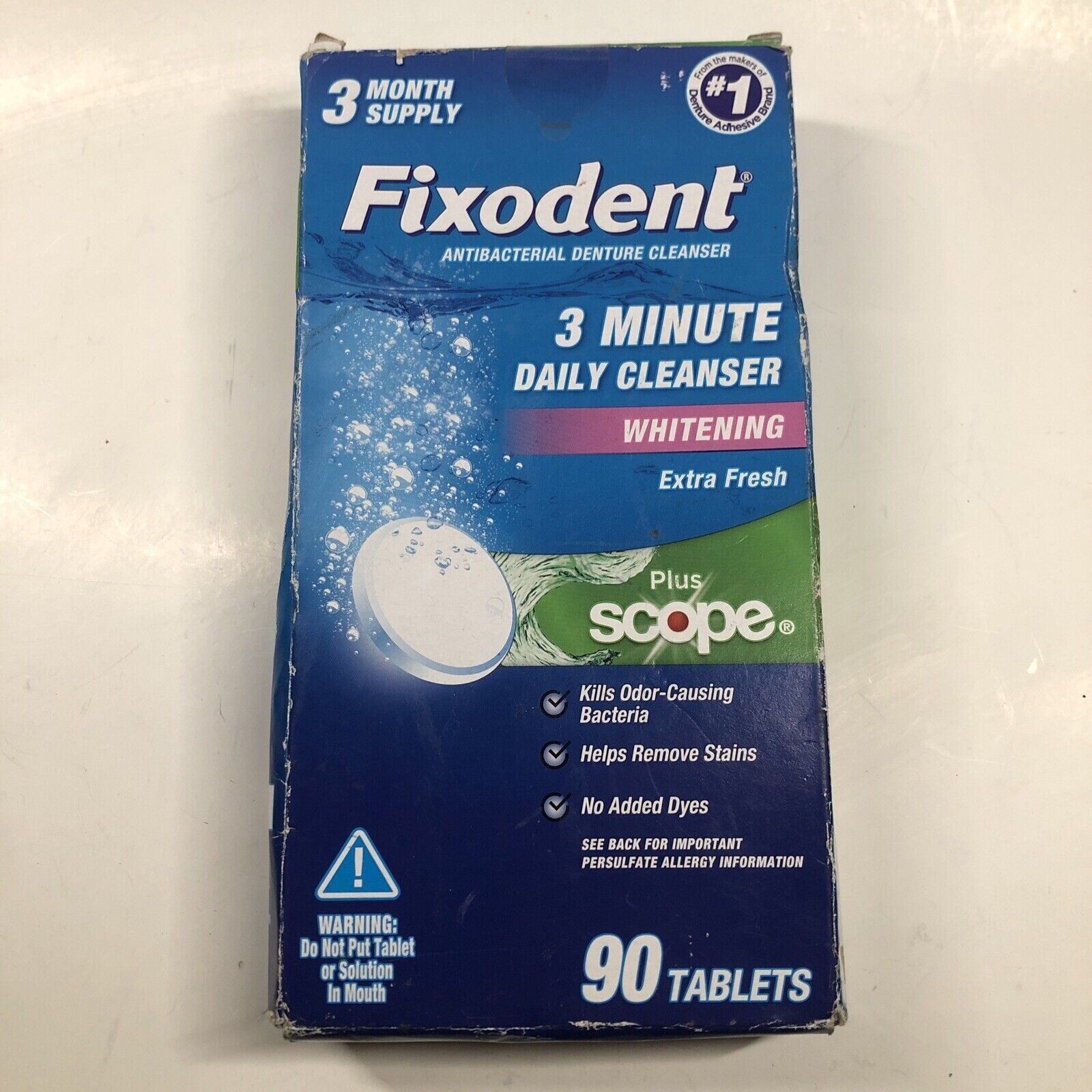 Fixodent Plus Scope 90ct Daily Antibacterial Denture Cleanser Tablets ...