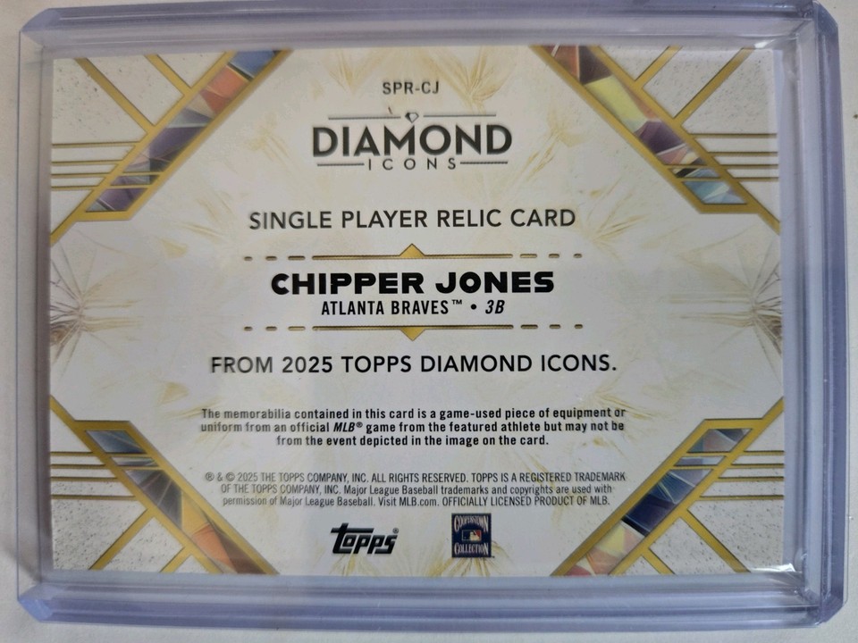 2025 Topps Diamond Icons Chipper Jones Relic Card /25 | eBay