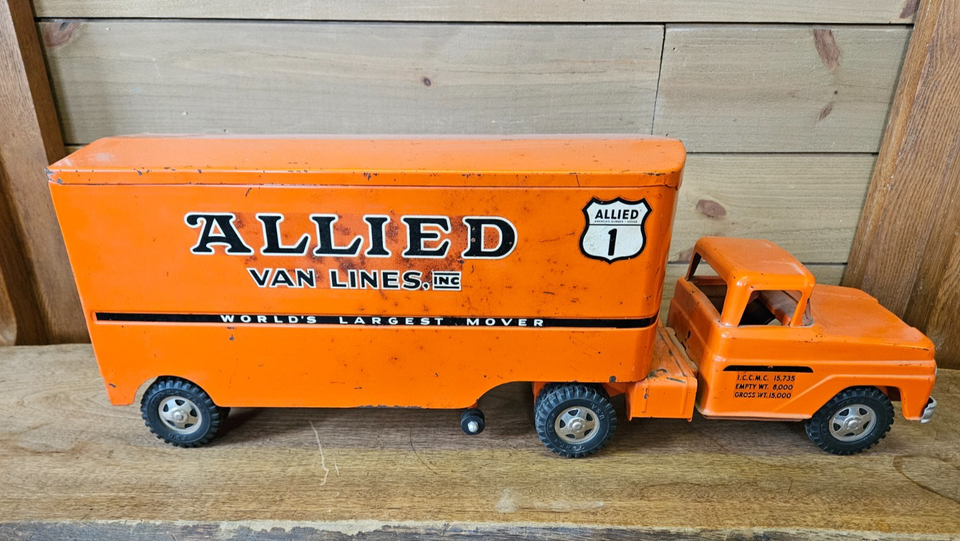 Vintage 60's Tonka Allied Van Lines Movers Semi Truck Hauler Pressed ...
