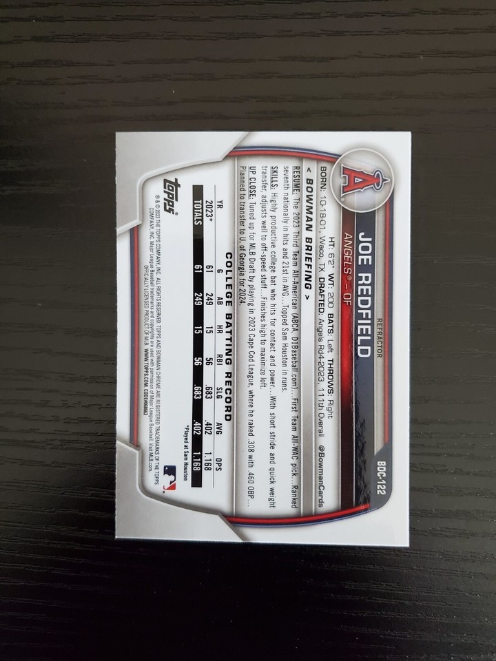 Joe Redfield - 2023 Bowman Draft Chrome 1st Bowman BDC-122 - REFRACTOR ...