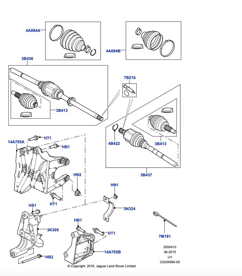 Front Left CV Axle Shaft LR024755 For Land Rover Range Rover Evoque ...