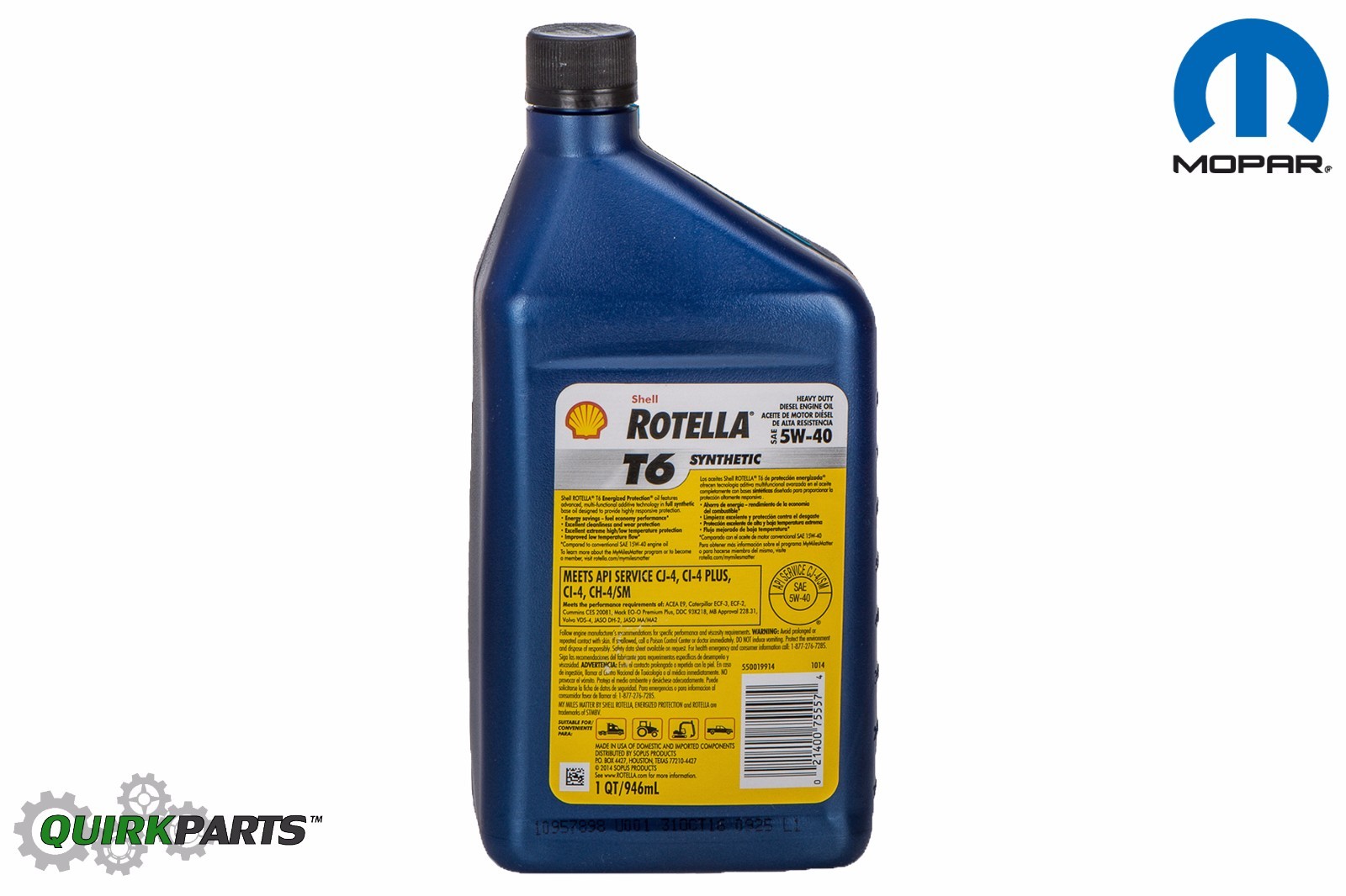SHELL ROTELLA T6 FULL SYNTHETIC DIESEL OIL 1 QUART CJ4 JASO MA MA2 CES ...