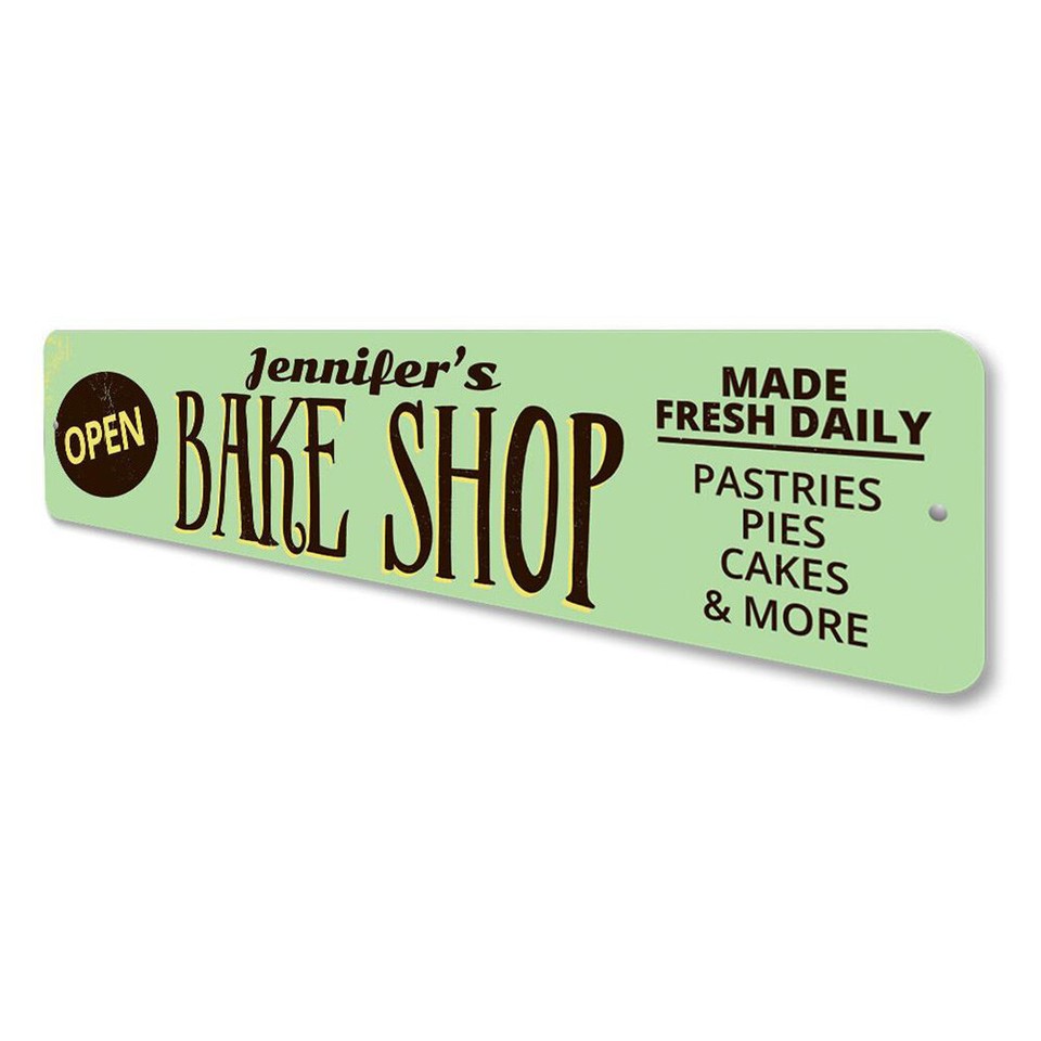Bake Shop Open Sign, Personalized Bakery Store Name Metal Wall Decor ...