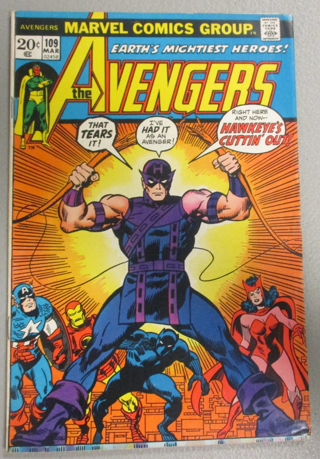 Avengers #109 Hawkeye Quits 1973 John Buscema Jack Kirby Stan Lee ...