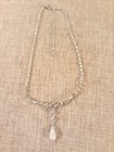 Christina Collection Silver Toned Necklace Crystals Faux Pearl Drop | eBay
