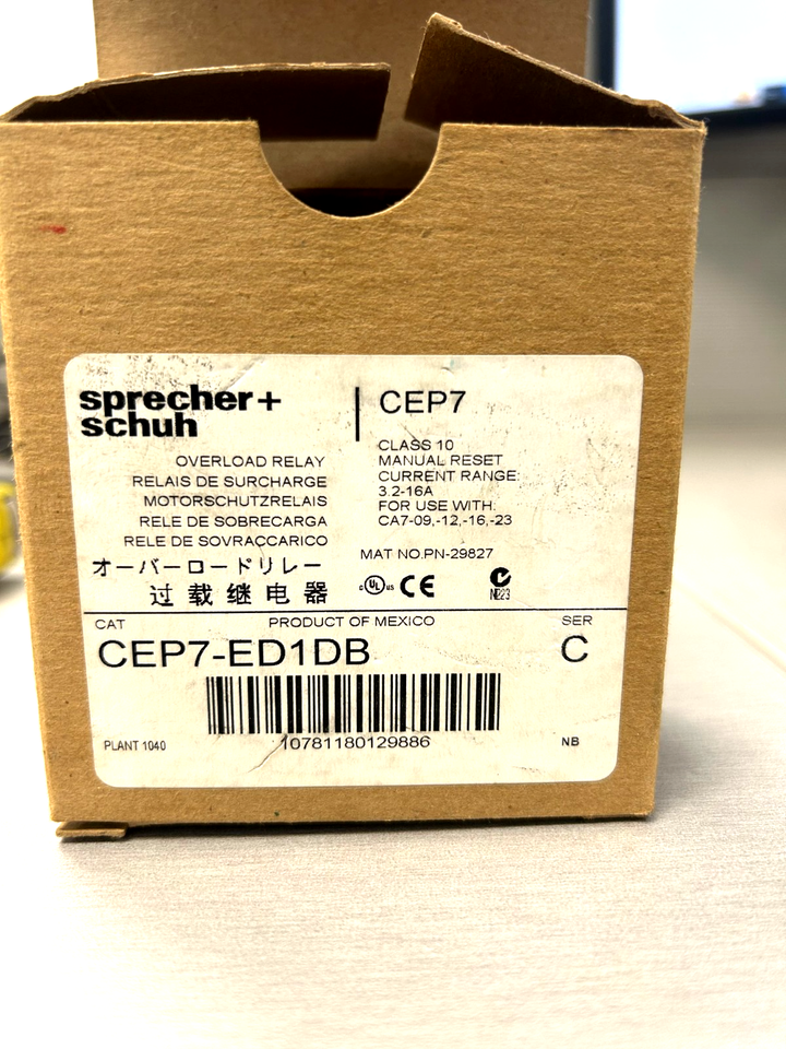 Sprecher+Schuh Overload Relay CEP7-ED1DB Series C | eBay