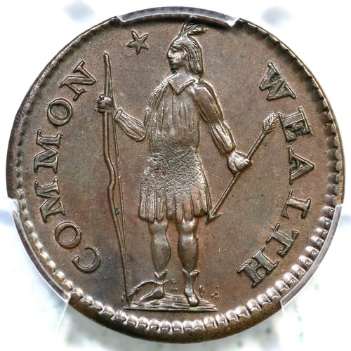 1787 R 4-B R-4 PCGS MS 63 Bn Massachusetts Half Cent Colonial Copper ...