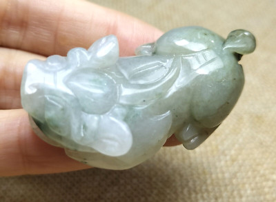 Certified Lavender Green Natural A Jadeite Dragon Pi Xiu Feng Shui Coin ...