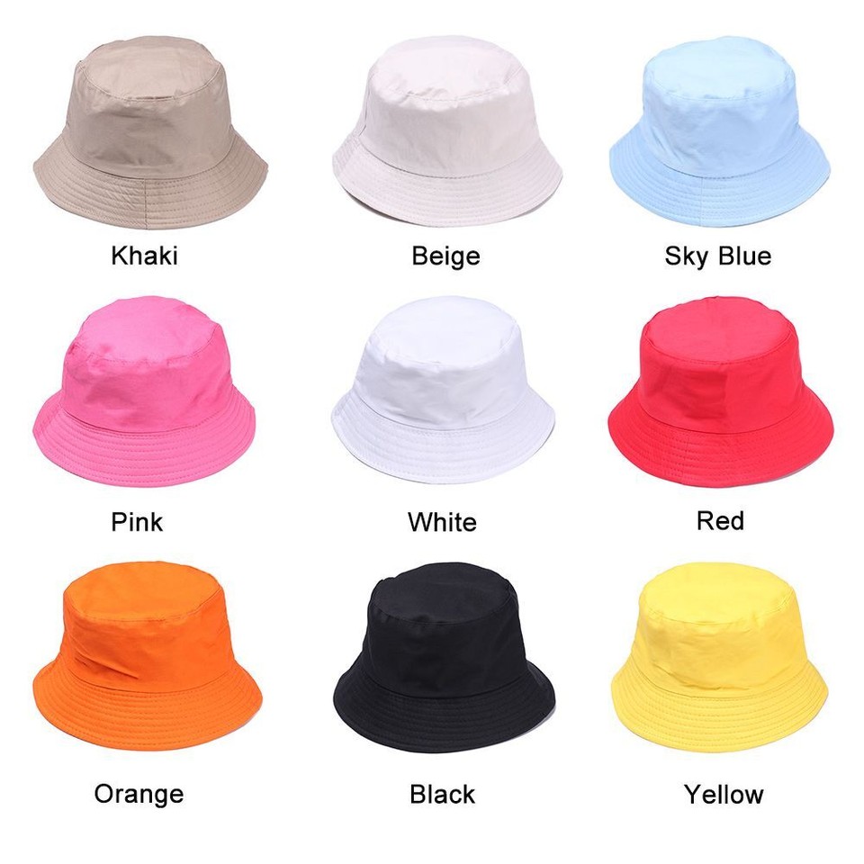 Fashion Cotton Outdoor Sunscreen Candy Color Sun Caps Bucket Hat ...