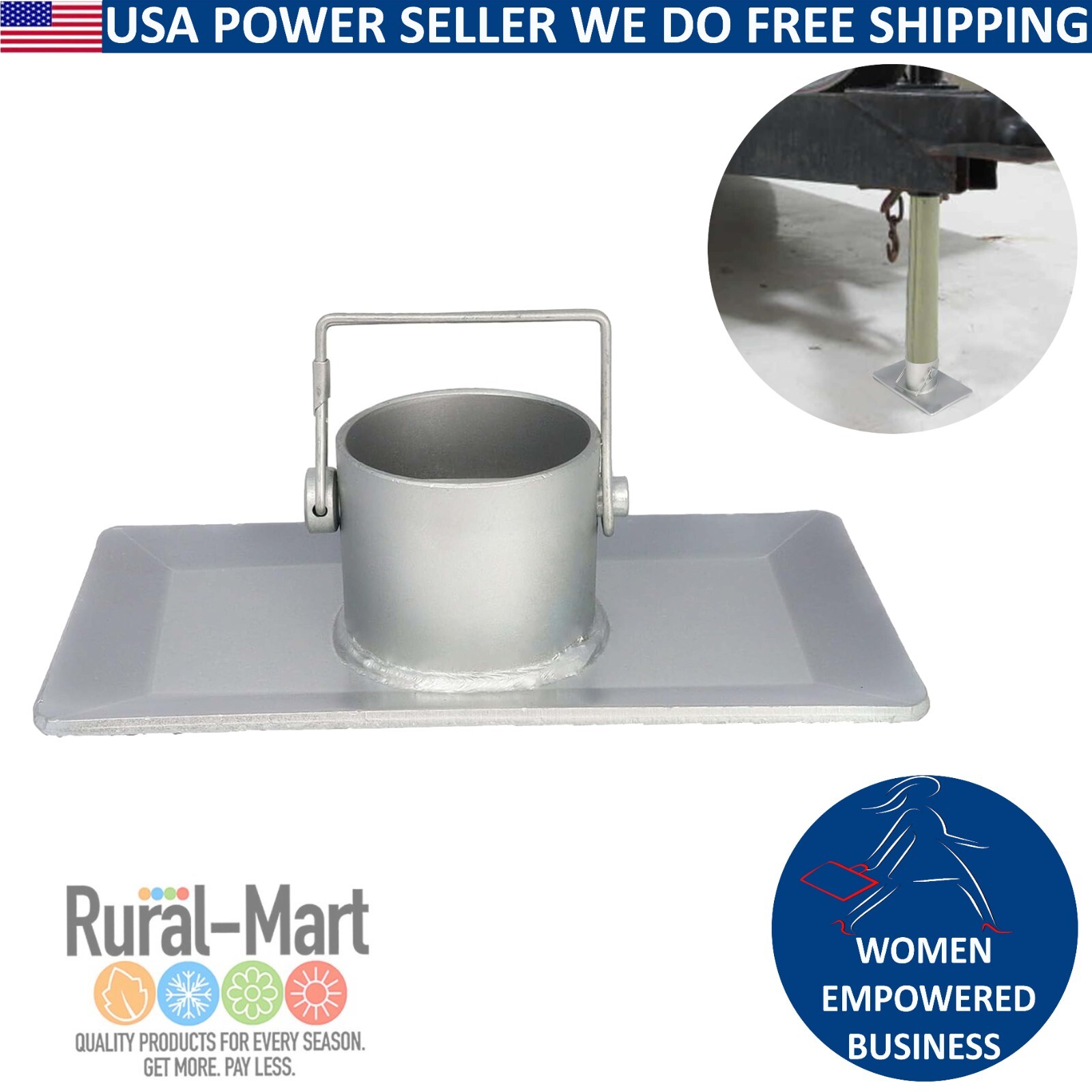 Trailer Jack Foot Plate 5000LBS Capacity & lock pin for A-Frame Boat RV ...