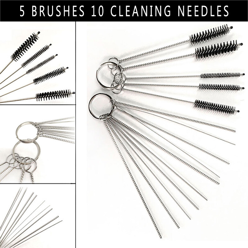 Cleaning Brush Needles Tool Kit Fr Airbrush Paint Spray Gun Nozzle Tip Cap Air O | eBay