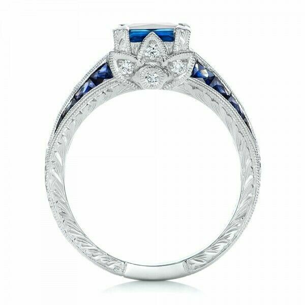 3Ct Blue Princess Cut Stone Engagement Wedding Ring Solid 925 Sterling ...