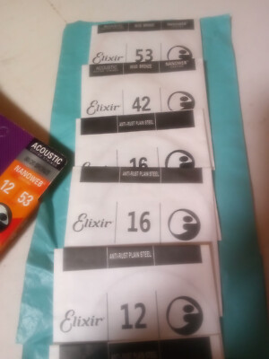 Elixir Guitar Strings Anti Rust Plain Steel 12 & 16 Nanoweb Acoustic 42 ...