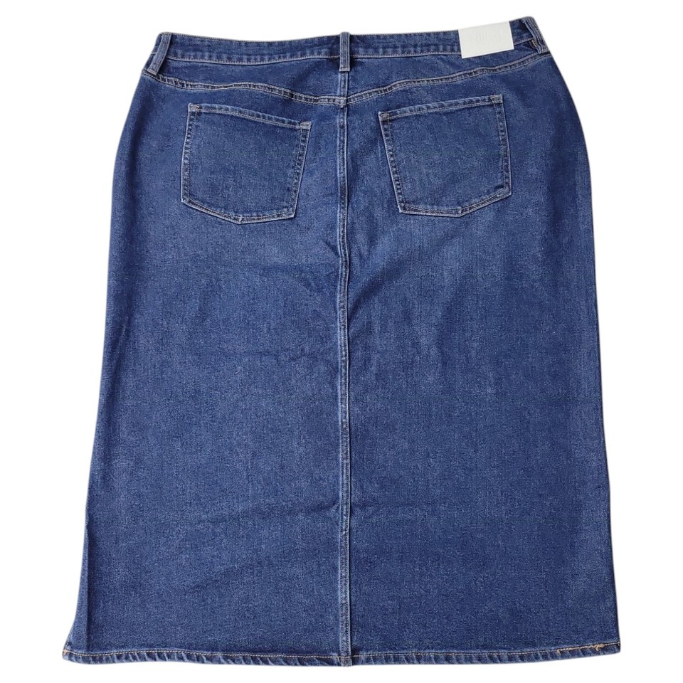 Edited by Remi Bader Women's Side Slit Mid-Shin Length Denim Skirt | eBay