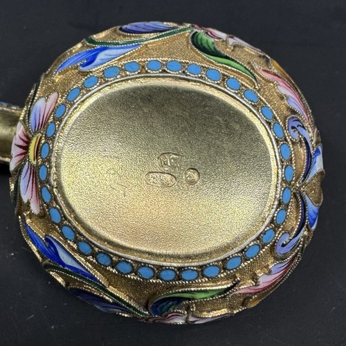 Antique Russian 84 Silver Enamel Gold Washed Small Kovsh Spoon Salt ...