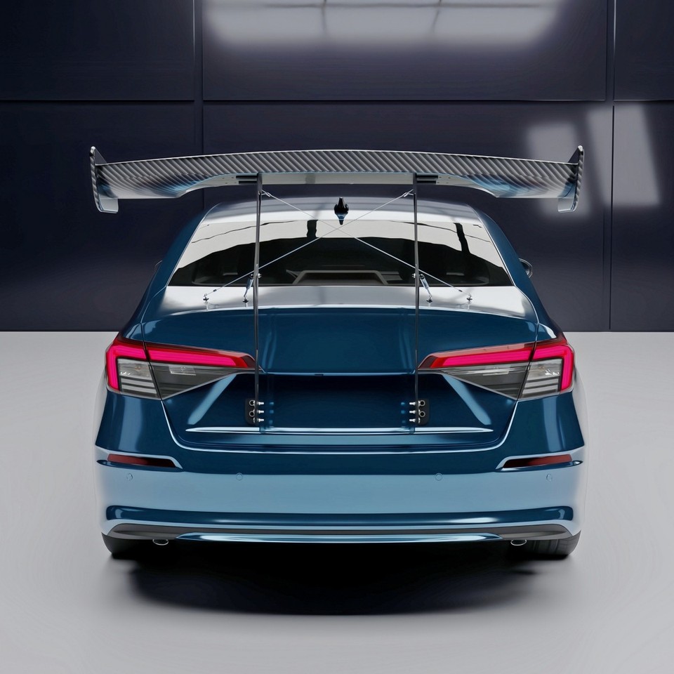 55'' Carbon Fiber Style Adjustable GT Racing Spoiler Trunk + Chassis ...
