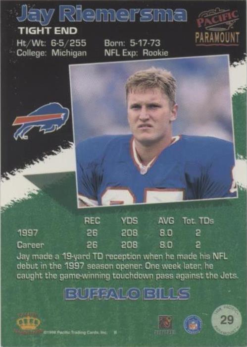 1998 Pacific Paramount Jay Riemersma #29 for sale | eBay