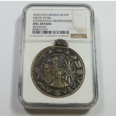 NGC UNC Details - Mexico Silver Continental Freemasonry Coin Grove M ...