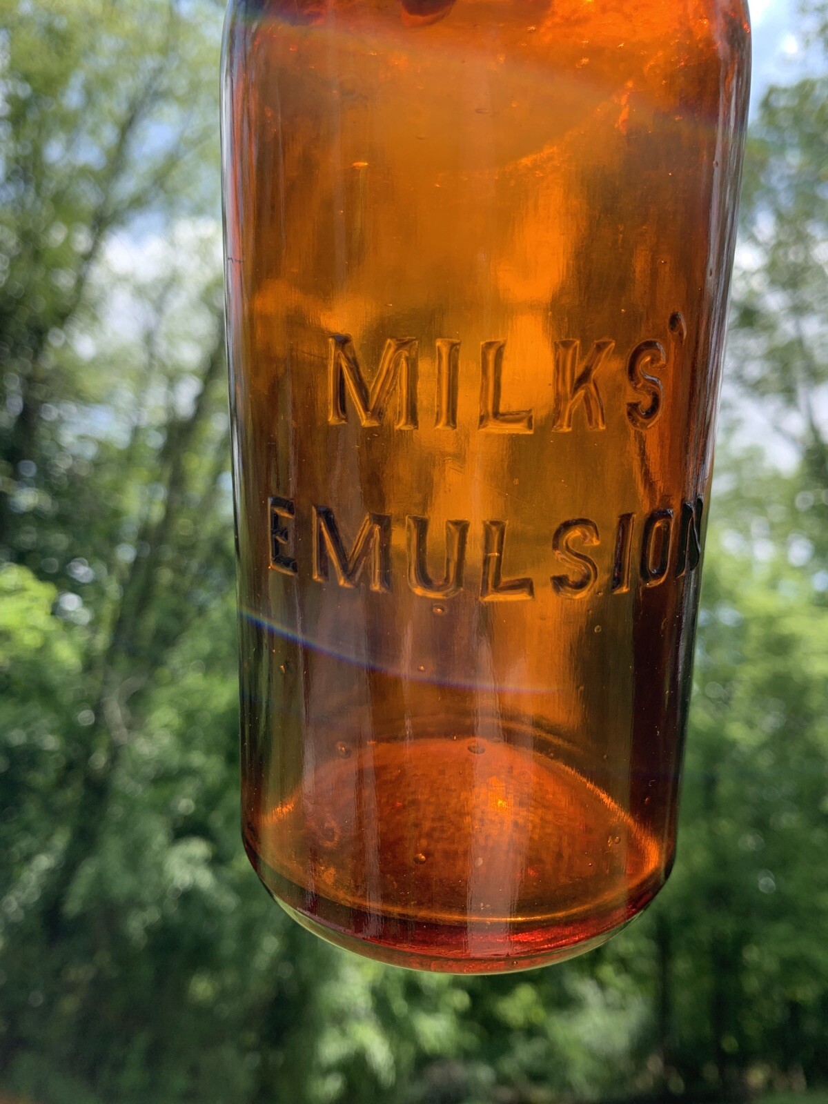 Milk Bottle brown glass: Milks Emulsion - some air bubbles in glass | eBay