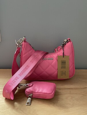 NWT Steve Madden $78 Pink Quilt Btamela Bag w. Air Pod Case TikTok ...