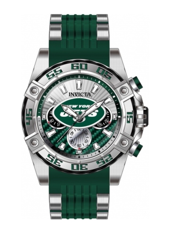 Invicta 43.5mm NFL New York Jets Quartz Watch Stainless Steel #42005 | eBay