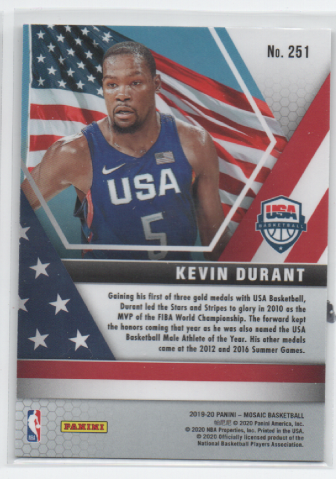 2019-20 Panini Mosaic #251 Kevin Durant BROOKLYN NETS TEAM USA Base ...