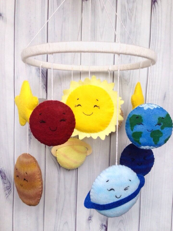 Baby Mobile Planets and Sun Solar System Crib Mobile Space Nursery ...