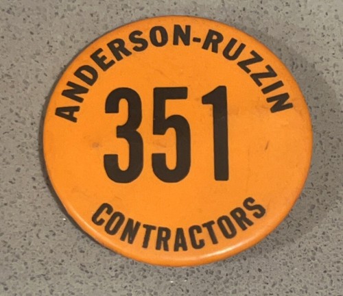 Vintage Anderson-Ruzzin CONTRACTORS Site Employee Pin Badge | eBay