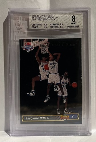 Shaquille O'Neal Rookie Card 1992-1993 Upper Deck Beckett 8 Orlando ...