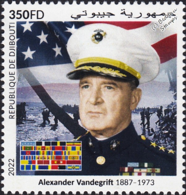 WWII Battle of GUADALCANAL USMC General ALEXANDER VANDEGRIFT Stamp 2022 ...