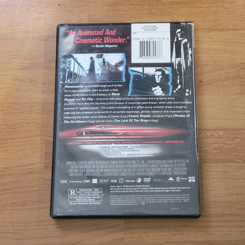 Renaissance Paris 2054 Daniel Craig Miramax DVD 2002 Anime -- 📀 | eBay