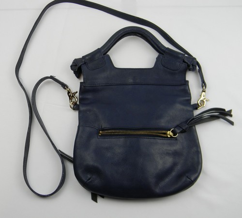 Foley + Corinna Women's Navy Blue Leather Fold Over Crossbody Tote Bag ...