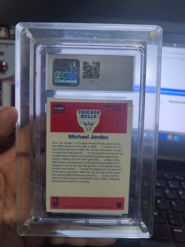 1986-87 fleer sticker michael jordan 8 CGC AA | eBay