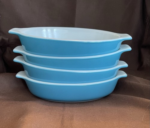 Vintage Pyrex Blue 10 Oz Individual Casseroles 4 VGC | eBay