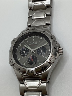 Guess Waterpro Men's Chronograph Stainless Steel Watch New Battery ...