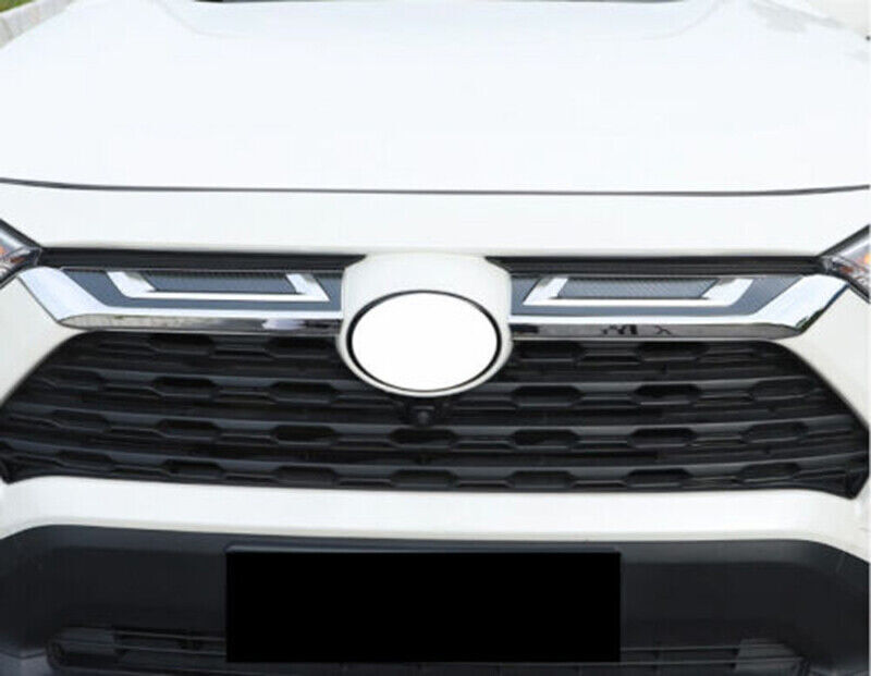 Carbon Fiber&Chromed Front Engine Hood Grille Cover 2X For Toyota RAV4 ...