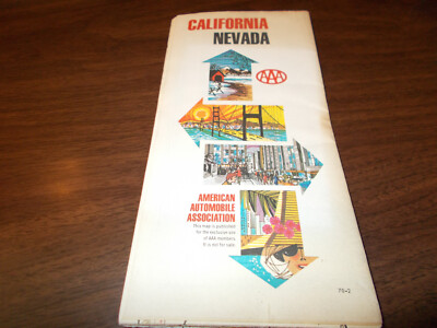 1970 AAA California/Nevada Vintage Road Map | eBay