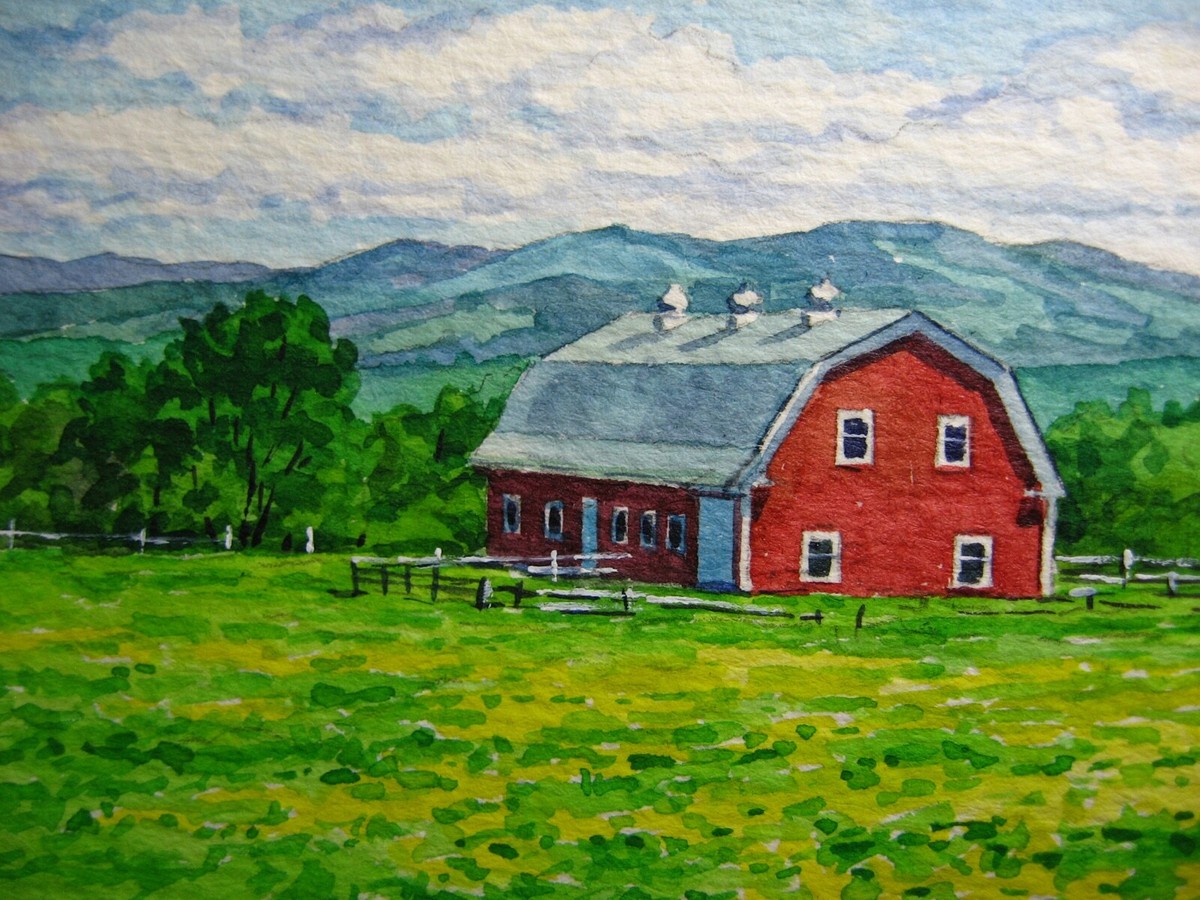 Watercolour Painting Watercolor Landscape Farm Beginners WATERCOLOR