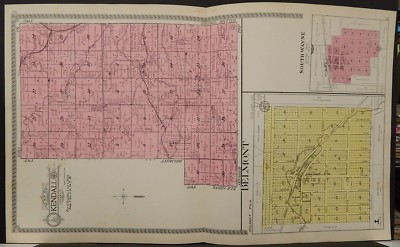 Wisconsin LaFayette County Map Kendall Belmont Township 1916 Dbl Pg J18 ...