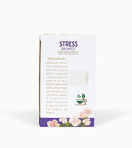Stress Balance Tea with Calming Rose Petal, Caffeine Free, 20 Count, 1 ...