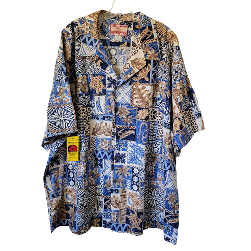 RJC Tapa Pattern Hawaiian Shirt Mens 4XL Hibiscus Flowers Turtles NWT ...