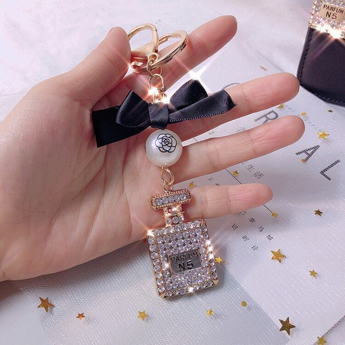Creative Diamond Crystal Perfume Bottle Keychain Keyring For Women ...