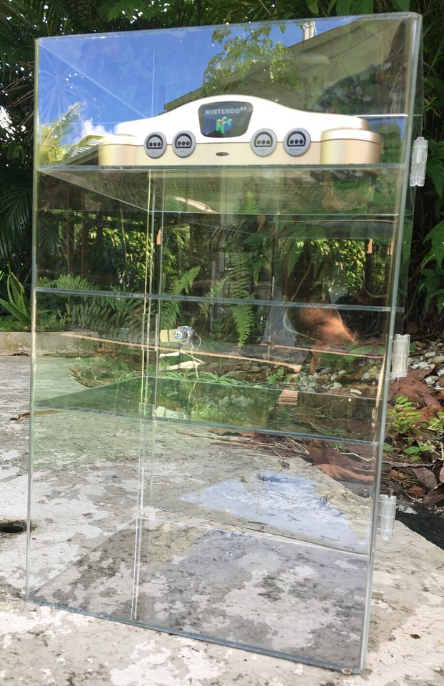 Video Game Display Case w/lock Console Protector SNES N64 Acrylic Layer ...