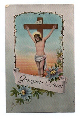 Ak Inri Jesus At Cross Gesegnete Easter Flowers | eBay