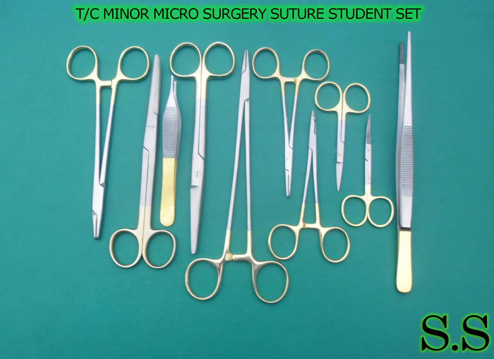 10 PC T/C MINOR MICRO SURGERY SUTURE STUDENT KIT SET W/ TUNGSTEN ...